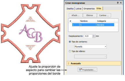Ajustar la forma y el desplazamiento de la orla