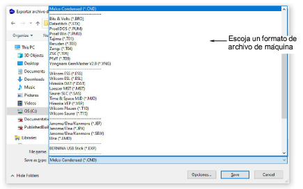Exportar archivos de máquina
